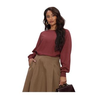 Minus Msdana Strickpullover mit Fledermaus&auml;rmeln - - Knitwear - Damen - Rot - 2XL