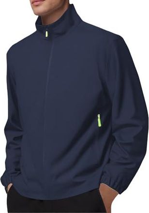 Generic Veste de pluie pour homme imperm&eacute;able et respirante - Coupe-vent l&eacute;g&egrave;re - Sans capuche - Col montant - Fermeture &eacute;clair fine - Veste fonctionnelle - V