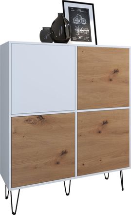 Vladon Highboard Havana V2, Kommode mit 4 Türen und 8 geschlossenen Fächern, Kommode Made in Germany, Weiß matt/Weiß matt (104 x 124 x 35 cm)