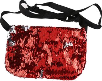 BESTONZON G&uuml;rteltasche mit Zweifarbigen Pailletten Leichte H&uuml;fttasche aus Langlebigem Material Verstellbarer Riemen Damen Outdoor Sporttasche in Rot und Silber