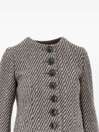 Emporio Armani Diagonal-Stripe Wool Blend Blazer - Brown