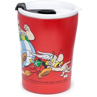 Puckator Asterix & Obelix roter wiederverwendbarer Thermobecher f&uuml;r Lebensmittel und Getr&auml;nke aus Edelstahl 300ml