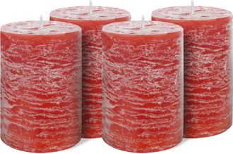 Brandsseller 4er Set Stumpenkerzen 9x15 cm - durchgefärbt & aus Paraffin - rustikale Kerzen mit langer Brenndauer - Dekokerzen für Tischdeko, Weihnachten & Feste -