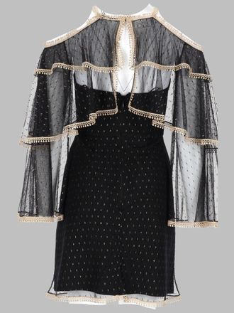 Thurley Cape Tulle Dress - Black