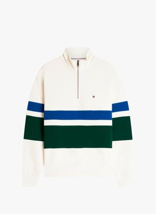 Tommy Hilfiger Sweat col zipp&eacute; &agrave; rayures en coton