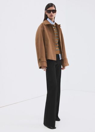 Mango Pull-over rayures col polo caramel - Femme - XS - MANGO