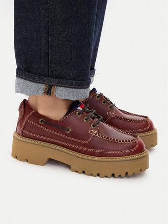 Tommy Jeans Halbschuhe Archive 01 Boat Shoe Leather EN0EN03003 Dunkelrot