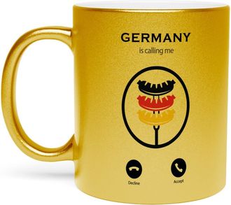 Fabulous Germany Is Calling Me Sausage Gastronomy Gold Tasse aus verchromter Keramik, 325 ml