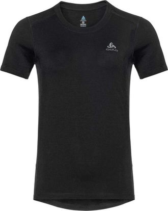 Odlo T-Shirt f&uuml;r Damen, Rundhalsausschnitt, Merinowolle, Schmal (Schwarz)