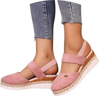 Generic Sandales orthop&eacute;diques compens&eacute;es &agrave; bout ferm&eacute; pour femme, habill&eacute;e d&eacute;t&eacute;, d&eacute;contract&eacute;e, confortable, l&eacute;g&egrave;re, sandales de marche antid&eacute;rapantes avec bo