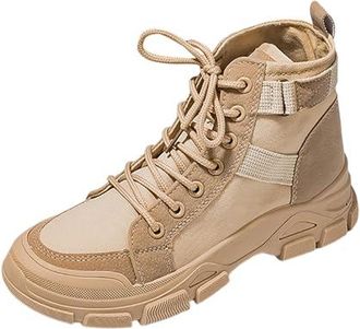 Generic Bottines &agrave; lacets pour femme - Talon &eacute;pais - Antid&eacute;rapantes - Bout rond - Chaussures de randonn&eacute;e - L&eacute;g&egrave;res - Respirantes - D&eacute;contract&eacute;es - Pour lext&eacute;