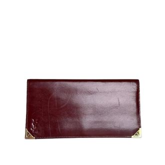 Saint Laurent Portefeuille long en cuir pleine fleur Pre-owned - Femme - Pre-owned - Rouge - Taille: ONE Size