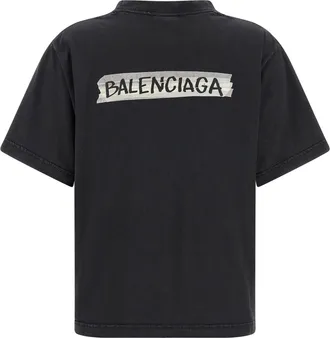 Balenciaga Masking Tape Print T-Shirt - Black
