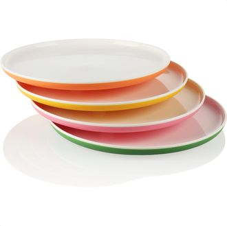 Com-Four 4x Teller - Kunststoffteller in bunten Farben - wiederverwendbare Multifunktionsteller - bruchfest [Auswahl variiert] (4 Stück - bunt)