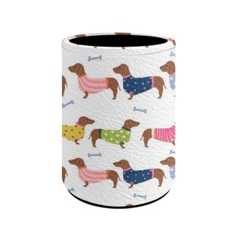 Coloranimal Niedlicher Dackel Hund Stiftehalter PU Leder Stift Aufbewahrungsbox M&uuml;lleimer Schreibtisch Make-up Set Halter f&uuml;r Junge M&auml;dchen