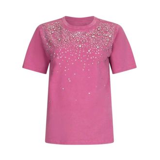 Liu Jo T-Shirt mit Schmucksteinen - - Tops - Damen - Rosa - S