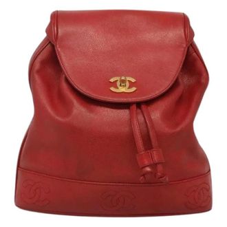 Chanel Sac &agrave; dos en cuir Pre-owned - Femme - Pre-owned - Rouge - Taille: ONE Size