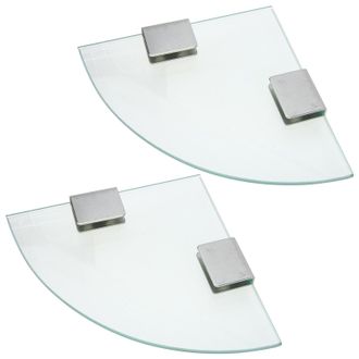 DOITOOL Veemoon Edelstahl Glas eckregal Wandmontage Badregal Schwebendes Aufbewahrungsregal für Badezimmer Dekoratives und Platzsparendes Wandablagefach für K