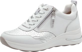 Tamaris Comfort Damen Sneaker flach mit Schn&uuml;rsenkeln mit Rei&szlig;verschluss, Wei&szlig; (White Nappa), 39 EU