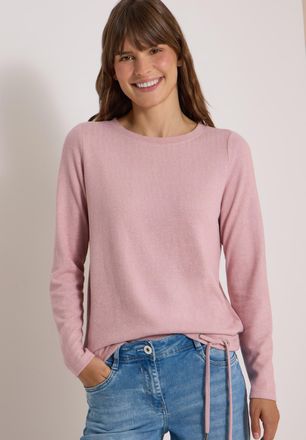 Cecil Langarmshirt CECIL, Damen, Gr. XL (44), rosa (velvet rose melange), Stoff, 67% Viskose, 28% Polyester, 5% Elasthan, unifarben, normal normal, Rundhals