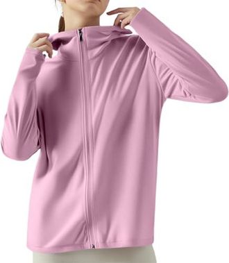 Generic Veste de soleil 2026 pour femme UPF 50+ l&eacute;g&egrave;re &agrave; manches longues et fermeture &eacute;clair avec 4 poches, Rouge, 3XL