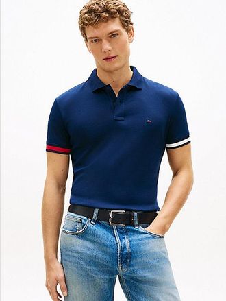 Tommy Hilfiger Polo ajust&eacute; en maille interlock &agrave; liser&eacute;