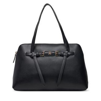 Tommy Hilfiger Handtasche Tommy Hilfiger Th Buckle Tote AW0AW19032 Schwarz