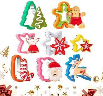 Generic Emporte-pi&egrave;ces pour biscuits de No&euml;l | 8 moules de cuisine en acier inoxydable Flocon de neige Arbre &agrave; biscuits en d&eacute;pice P&egrave;re No&euml;l Emporte-pi&egrave;ce pour