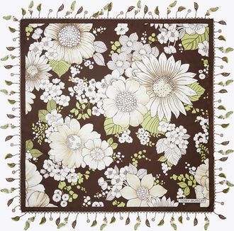Tory Burch Damen Quadratisches Seidentuch mit Blumenmuster