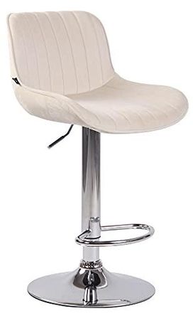 Clp Tabouret De Bar Lentini en Velours I Chaise Haute De Bistrot avec Repose-Pieds Hauteur R&eacute;glable Pivotant I Si&egrave;ge Matelass&eacute;, Couleur:cr&egrave;me, Couleur du 
