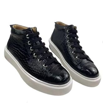 Generic Authentique v&eacute;ritable peau de crocodile pour hommes, chaussures d&eacute;contract&eacute;es &agrave; haute lev&eacute;e en cuir dalligator v&eacute;ritable, chaussures plates &agrave; lacets p