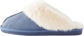 Next Femme Chaussons mules en daim doubl&eacute;s de fausse fourrure Bleu jean L