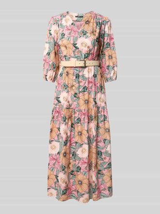Zero Midikleid aus Viskose-Baumwoll-Mix mit G&uuml;rtel