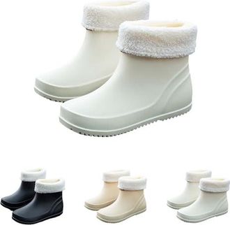 Generic Bottes de pluie en caoutchouc pour femme avec doublure en peluche, amovibles, imperm&eacute;ables, antid&eacute;rapantes, confortables, pour le travail, la p&ecirc;che, l