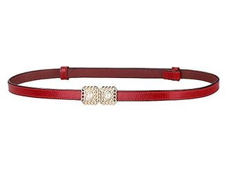 Allegra K Ceintures r&eacute;tro maigres pour femmes Boucle de verrouillage Ceinture fine pour pantalons habill&eacute;s Largeur 0,55 pouces Bordeaux For waist 51-92cm/20-36