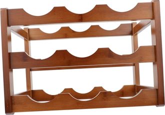 Angoily Weinregal aus Bambus Weinst&auml;nder f&uuml;r Zuhause Flaschenhalter mit DREI Ebenen Stabiles Glattes Holzregal f&uuml;r Neun Flaschen