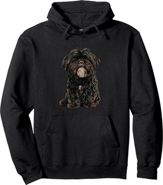 Whyitsme Design Schwarzer Shih Tzu Hund Illustration Pullover Hoodie