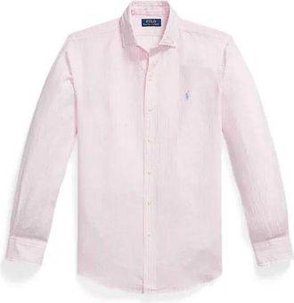Polo Ralph Lauren Homme, Chemises, Rose, Taille: M Custom Fit Striped Seersucker Shirt