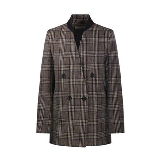 Max Mara Veste Elmo &agrave; carreaux - Femme - Vestes - Brun - Taille: 40 FR