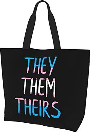 AOOEDM They Them Theirs Respect My Pronoms Mesdames Canvas Tote Sac &agrave; provisions r&eacute;utilisable