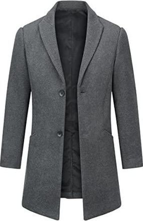 AlltheMen Manteaux Homme en Laine Hiver Long Veste Trench Coat Chaud Slim Deux Boutonnages Pardessus Parka Coupe Vent Gris 2 XXL