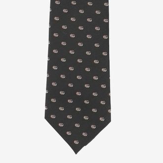 Gucci Mens Silk Jacquard Tie Double G Dark Green Ties & Bow