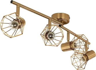 Licht-Erlebnisse Deckenlampe mit 4 verstellbaren Spots Metall in Messing 4x E14 l&auml;nglich Schlafzimmer Wohnzimmer K&uuml;che Flur Innen Deckenleuchte Spot Strahler