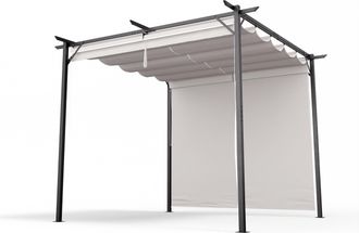 Blumfeldt Pavillon 3x3, Wasserdicht Stabil Winterfest, Pulverbeschichteter Stahlrahmen, Wetterfestes Polyesterdach, Seitliche Jalousien, Einfache Montage, Ganzj