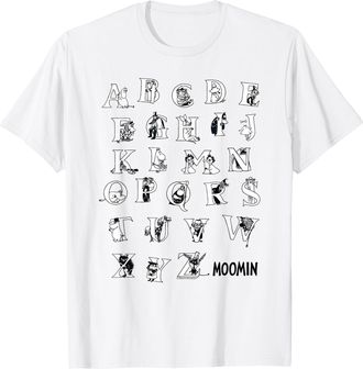 Moomin Mumin-Alphabet, Schwarz und Wei&szlig; T-Shirt