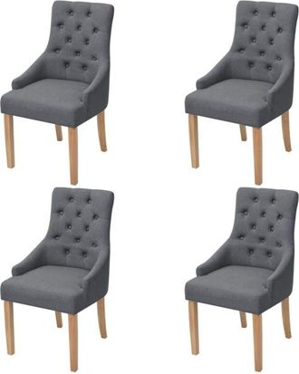 vidaXL Esszimmerst&uuml;hle 4 Stk. Dunkelgrau Stoff - Vidaxl