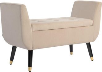 HOMCOM Homcom - Sitzbank mit Stauraum Armlehnen Polsterbank mit Samtoptik, Sitztruhe mit Holzbeine, Truhenbank f&uuml;r Wohnzimmer Schlafzimmer Flur 107 x 42 x