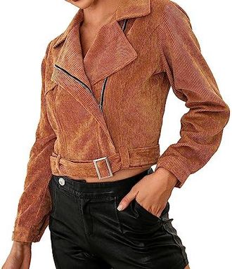 Generic Veste courte d&eacute;contract&eacute;e pour femme avec fermeture &eacute;clair pour lautomne et lhiver 2026, kaki, S