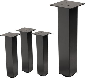ML Design ML-Design 4er Set Tischbeine I-Design 42 cm, Dunkelgrau, Optik Industrial, Stahl pulverbeschichtet, eckig, Profil 8x8 cm, H&ouml;henverstellbare M&ouml;belf&uuml;&szlig;e 