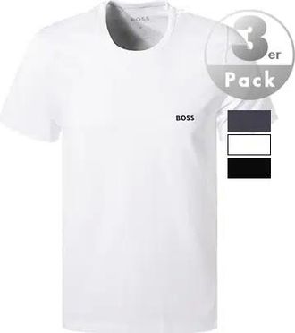 HUGO BOSS Herren T-Shirts blau Baumwolle unifarben